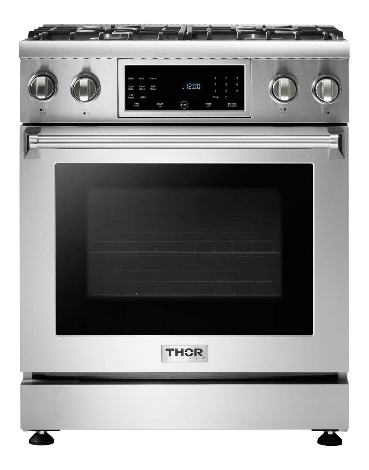 THOR Kitchen 30 in. 4 Burner Gas Range with Self-Cleaning Feature and ...
